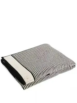 Saint Laurent Cassandre-detail Striped Towel - Black