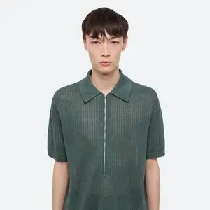 Helmut Lang Zip Polo - Blue Green