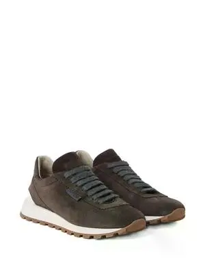 Brunello Cucinelli Suede Lace Up Sneakers - Brown