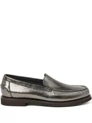 Brunello Cucinelli Silver Tone Flats For Women