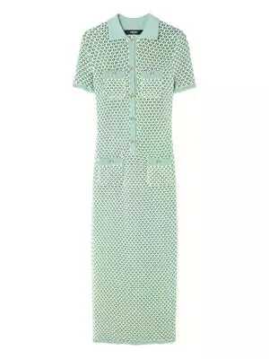 Versace Crochet Knit Polo Maxi Dress
