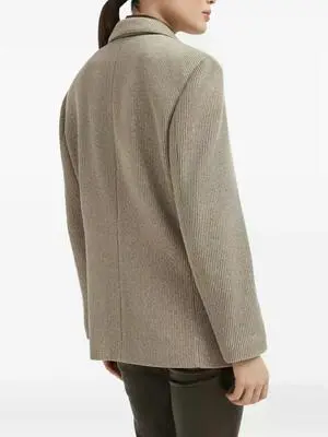 Brunello Cucinelli Ribbed Blazer With Monili Chain Detail - Neutrals