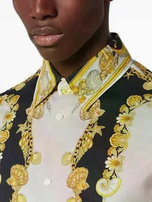 Versace Coral Theatre Cotton Shirt - Black