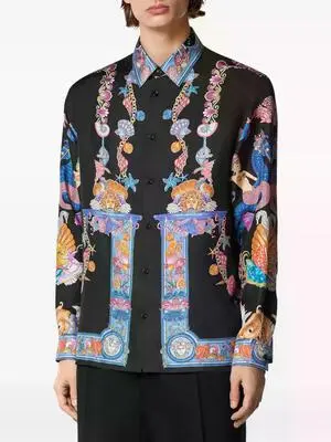 Versace Coral Theatre Silk Shirt - Black