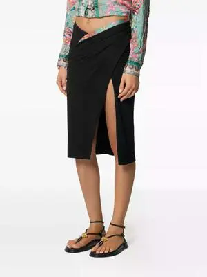 Versace Underwater Barocco Draped Midi Skirt