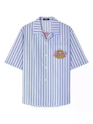Versace Dive In Crest Striped Shirt - Blue