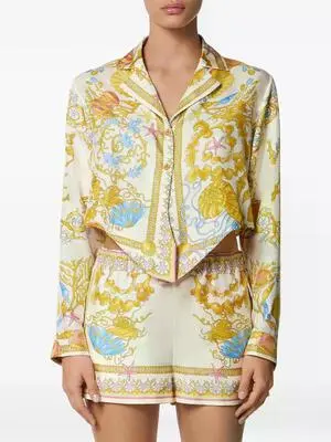 Versace Underwater Barocco Knotted Cropped Shirt - Neutrals