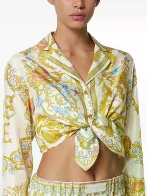 Versace Underwater Barocco Knotted Cropped Shirt - Neutrals