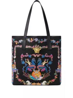 Versace Coral Theatre La Medusa Canvas Tote Bag - Black