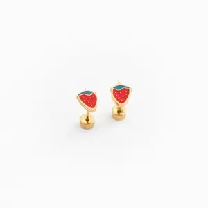 PIP POP Strawberry Stud Earrings - Red