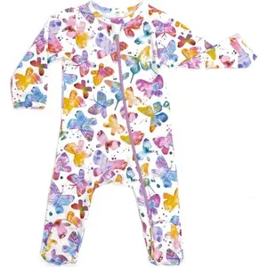 NORANI Organic Cotton Zip Footie - Butterflies