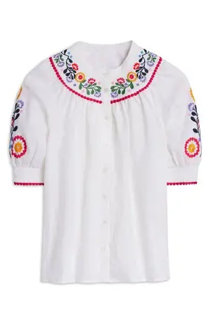 Boden Bea Embroidered Linen Top