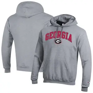 Champion Georgia Bulldogs Arch Over Logo Pullover Hoodie - Heather Gray