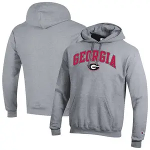 Champion Georgia Bulldogs Arch Over Logo Pullover Hoodie - Heather Gray