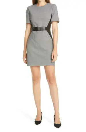 Judith & Charles Barcelona Houndstooth Dress With Leather Detail