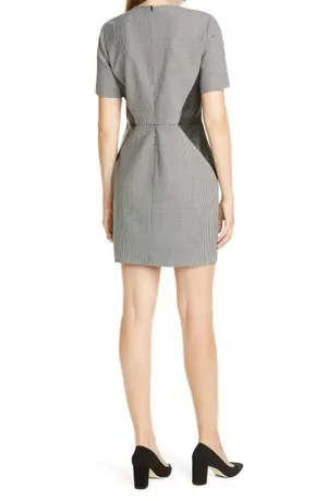 Judith & Charles Barcelona Houndstooth Dress With Leather Detail