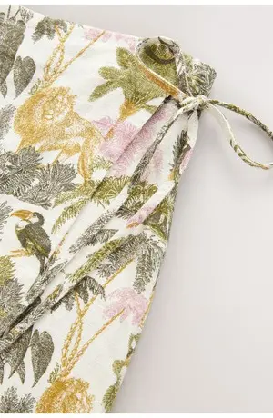 NEXT Tropical Print Linen-blend Wrap Miniskirt