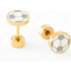 PIP POP Soccer Ball Stud Earrings - White