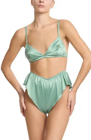Hanky Panky Flutter Satin Tap Shorts - Green Tea