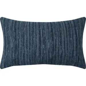 ELAINE SMITH Luxe Stripe Chenille & Boucle Textured Indoor & Outdoor Woven Accent Pillow - Indigo