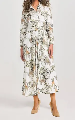 GUADALUPE DESIGN Luciana Jungle Print Dress - White