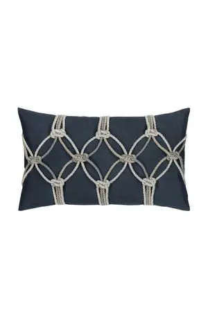 ELAINE SMITH Rope Hand Knotted Macrame Indoor & Outdoor Woven Accent Pillow - Indigo