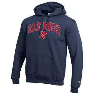 Champion Ole Miss Rebels Arched Logo Fleece Pullover Hoodie - Navy
