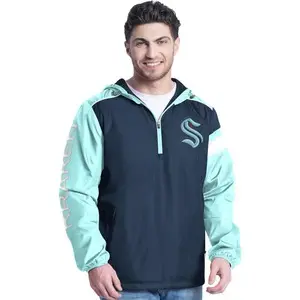 G-III SPORTS BY CARL BANKS Seattle Kraken Lateral Half-zip Hoodie Jacket - Navy