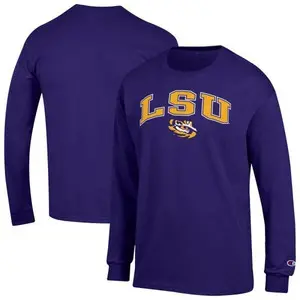 Champion Lsu Tigers Arch Over Logo Long Sleeve T-shirt - Purple