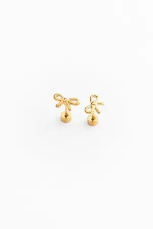 PIP POP Bow Stud Earrings - Gold