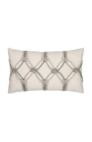 ELAINE SMITH Rope Hand Knotted Macrame Indoor & Outdoor Woven Accent Pillow - Grigio