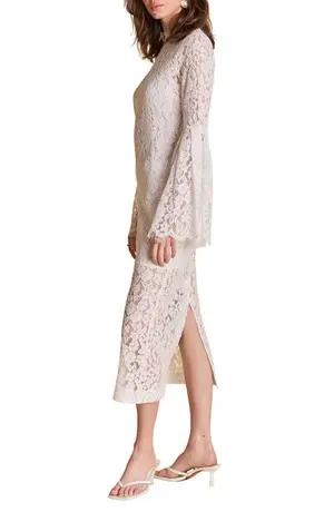 Endless Rose Lace Midi Dress With Long Bell Sleeves