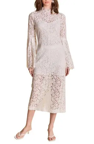 Endless Rose Lace Midi Dress With Long Bell Sleeves