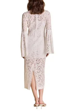 Endless Rose Lace Midi Dress With Long Bell Sleeves