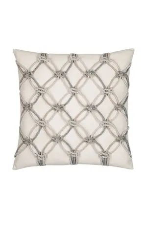 ELAINE SMITH Rope Hand Knotted Macrame Indoor & Outdoor Woven Accent Pillow - Grigio