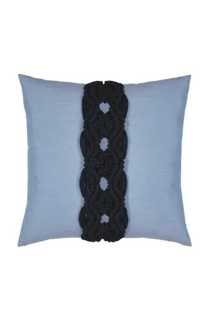 ELAINE SMITH Palomar Handknotted Macrame Indoor & Outdoor Woven Accent Pillow - Indigo