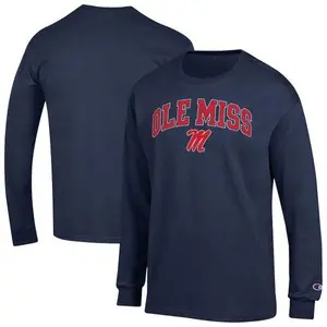 Champion Ole Miss Rebels Arch Over Logo Long Sleeve T-shirt - Navy