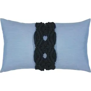 ELAINE SMITH Palomar Handknotted Macrame Indoor & Outdoor Woven Accent Pillow - Indigo