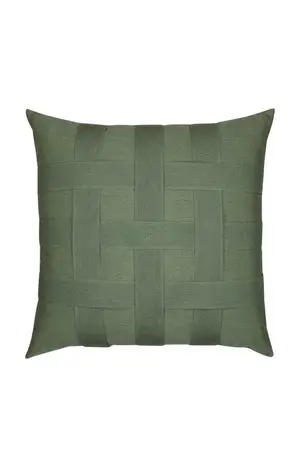 Elaine Smith Basketweave Hand Woven Indoor & Outdoor Accent Pillow - Fern