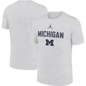 JORDAN BRAND White Michigan Wolverines Campus Slant Velocity Performance T-shirt - Gray