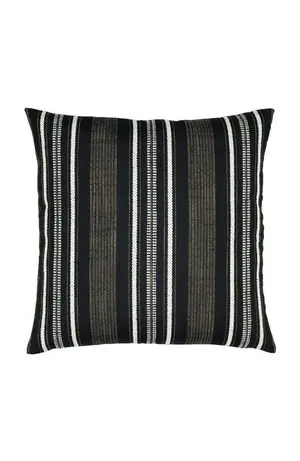 ELAINE SMITH Pathway Textured Stripe Indoor & Outdoor Woven Accent Pillow - Ebony