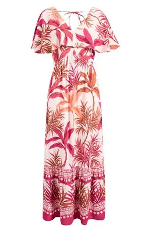 LIPSY Palm Print Open Back Maxi Dress