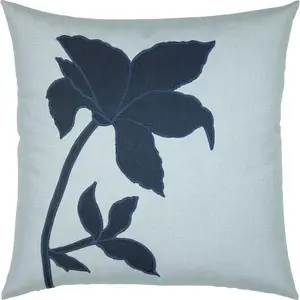 ELAINE SMITH Botanica Handmade Embroidered Applique Indoor & Outdoor Woven Accent Pillow - Lily