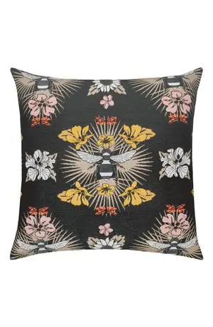 ELAINE SMITH Honey Bee Jacquard Chenille Accented Indoor & Outdoor Woven Accent Pillow - Multi