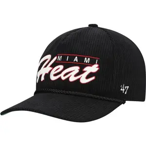 '47 Miami Heat Double Header Sidepatch Cord Hitch Adjustable Cap - Black