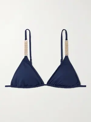 Melissa Odabash Maldives Embellished Triangle Bikini Top - Blue