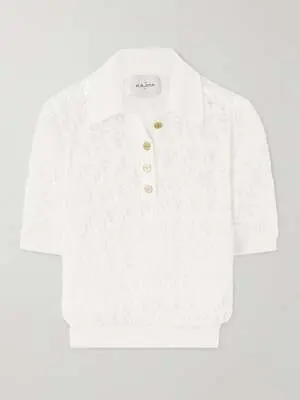 Le Kasha Qarar Open-knit Organic Linen Polo Shirt - White