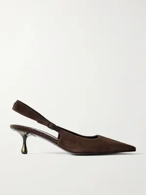 JIMMY CHOO Amel 50 Suede Slingback Pumps - Brown