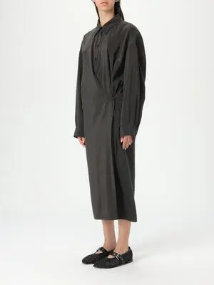LEMAIRE Long Sleeve Collared Wrap Dress - Coffee