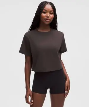 Lululemon Lululemon All Yours Organic Cotton-Blend Cropped T-shirt Sequoia